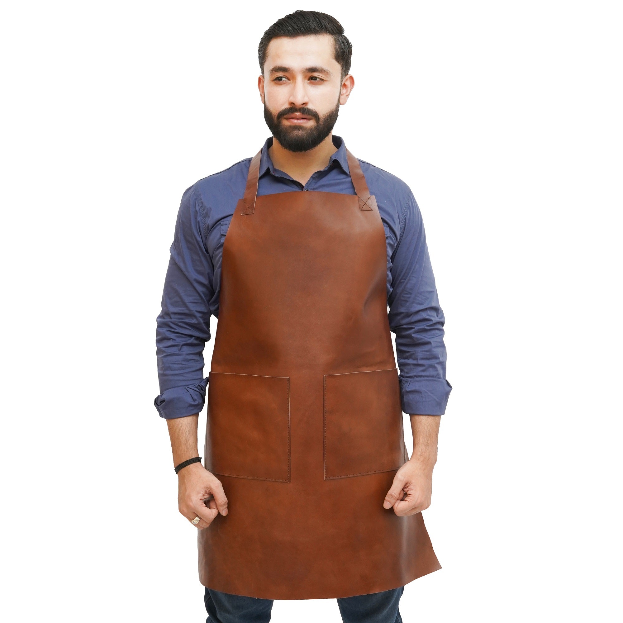Leather Butcher Apron With Front Pockets For Tools